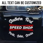 personalized speed shop lettering vinyl sticker 10567 - Rustypod Store