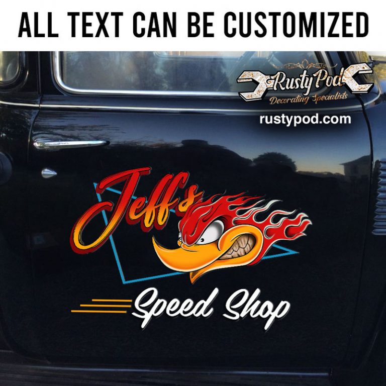personalized hot rod bird lettering vinyl sticker 10571 - Rustypod Store