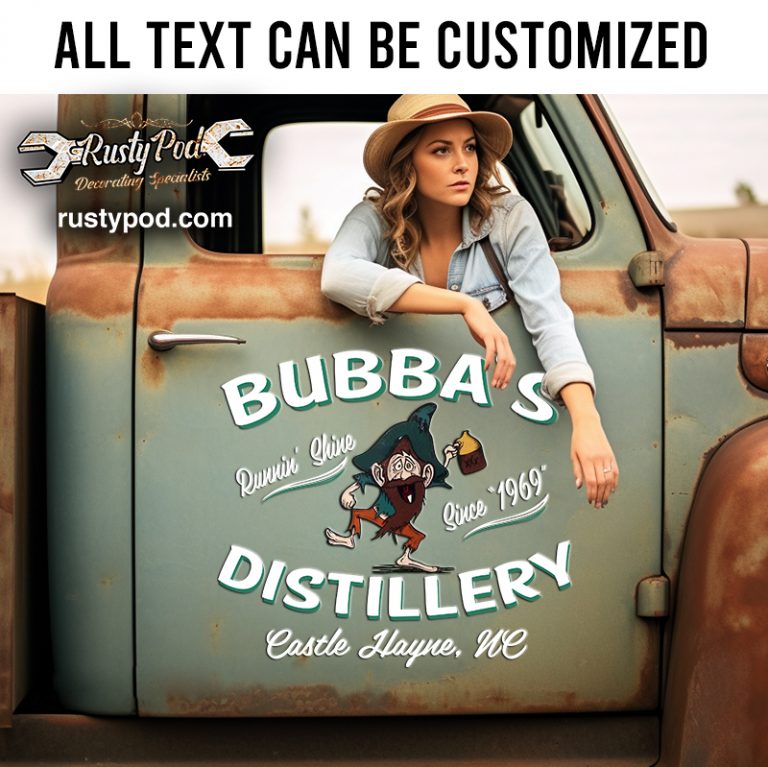 personalized distillery lettering vinyl sticker 10585 - Rustypod Store