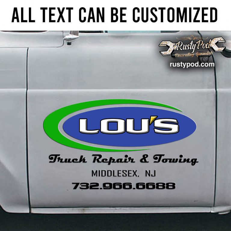 personalized truck and towing lettering vinyl sticker 10661 - Rustypod ...
