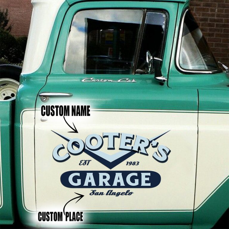 personalized v8 garage lettering vinyl sticker 10673 - Rustypod Store