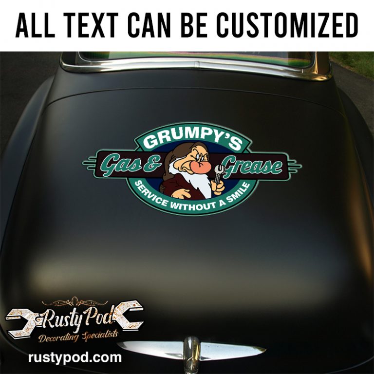 personalized grumpy garage lettering vinyl sticker 10729 - Rustypod Store