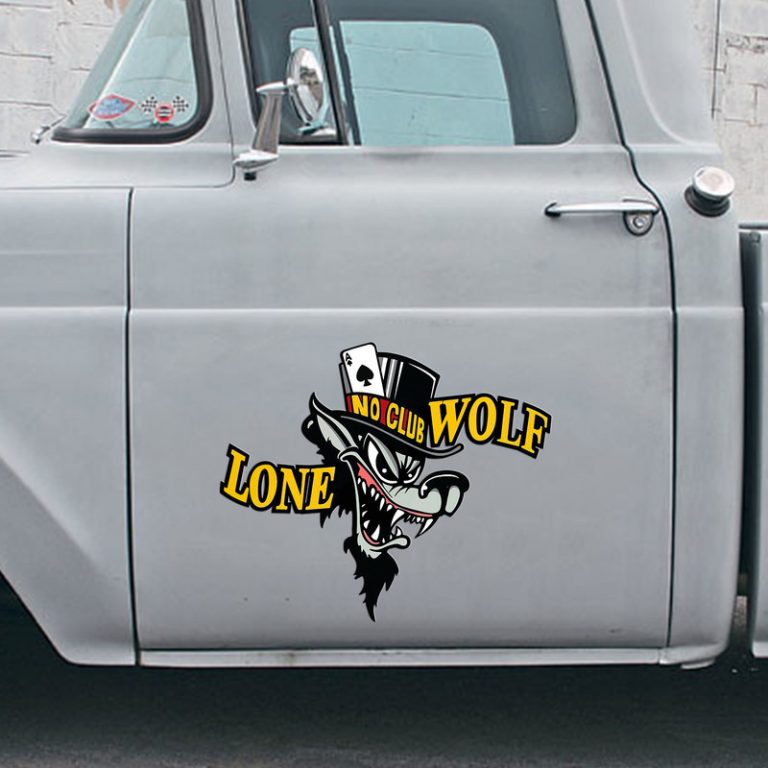 personalized lone wolf lettering vinyl sticker 10741 - Rustypod Store