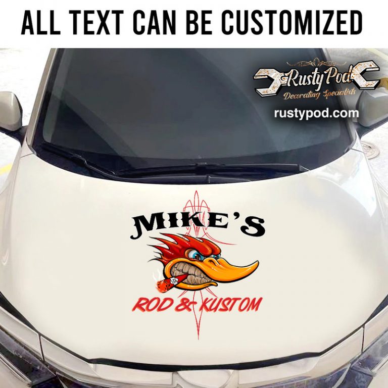 personalized mr horsepower angry hot rod bird lettering vinyl sticker ...