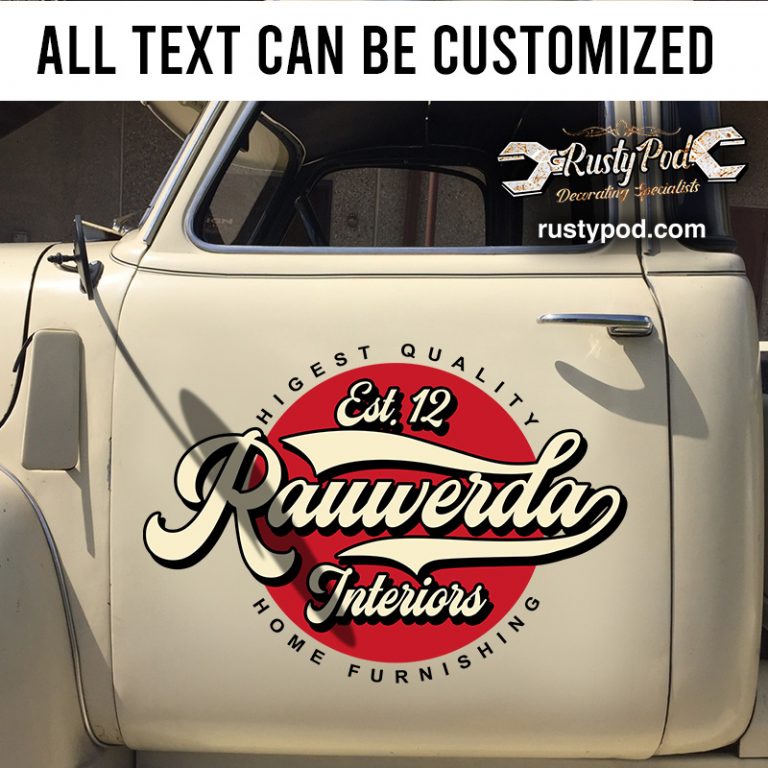 Personalized vintage garage lettering vinyl sticker 10778 - Rustypod Store