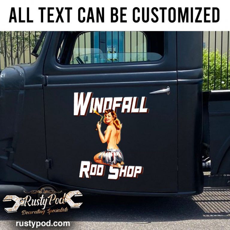 Personalized welding pinup girl lettering vinyl sticker 10819 ...