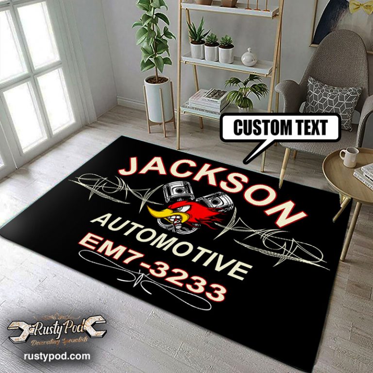 personalized pinstriping mr horsepower lettering rug 10862 - Rustypod Store