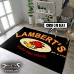 personalized hot rod bird auto salvage lettering rug 10869 - Rustypod Store
