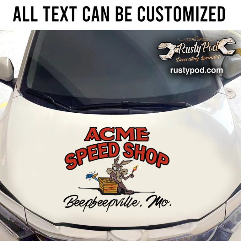 personalized acme speed shop beep beep sticker 11018 - Rustypod Store