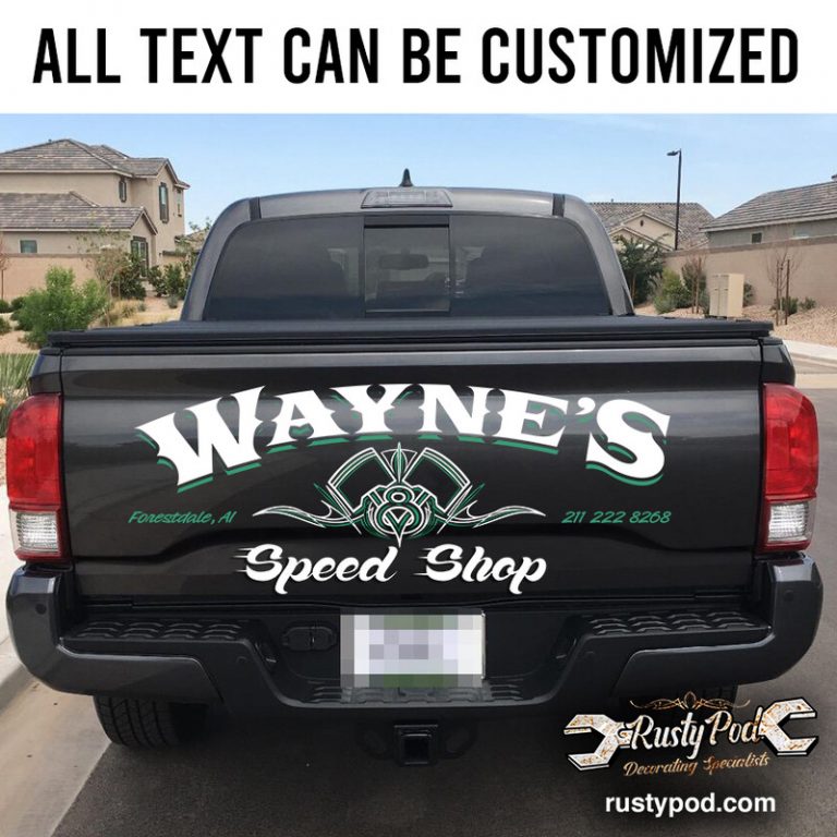 personalized V8 pinstriping lettering truck tailgate decals 11131 ...