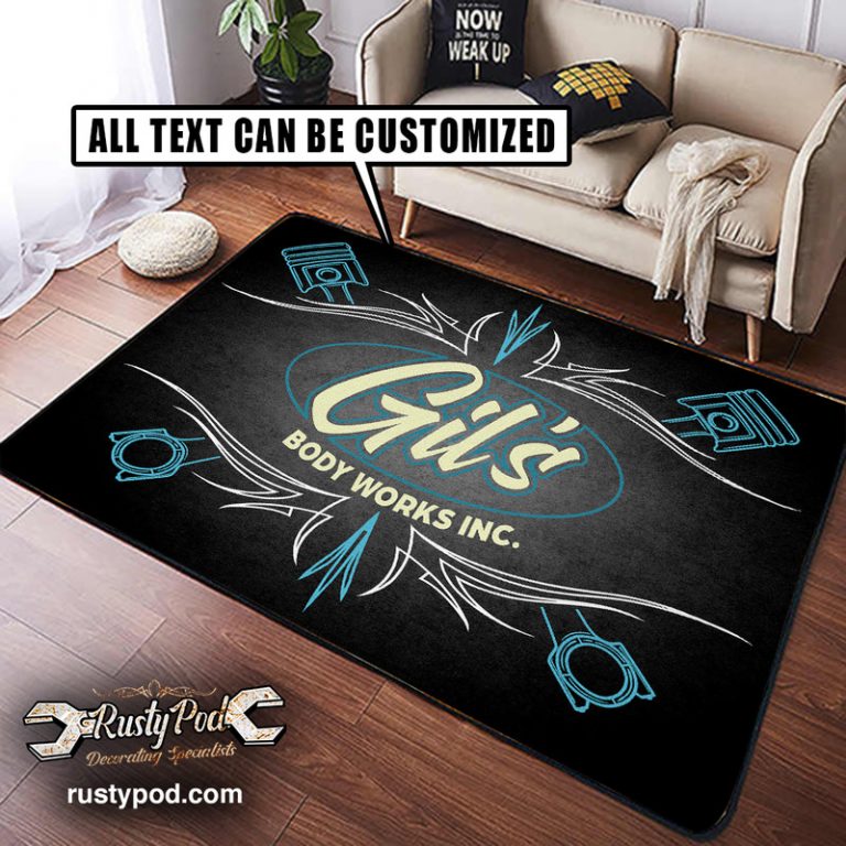 Personalized Retro Piston Pinstripe rug 11257 - Rustypod Store
