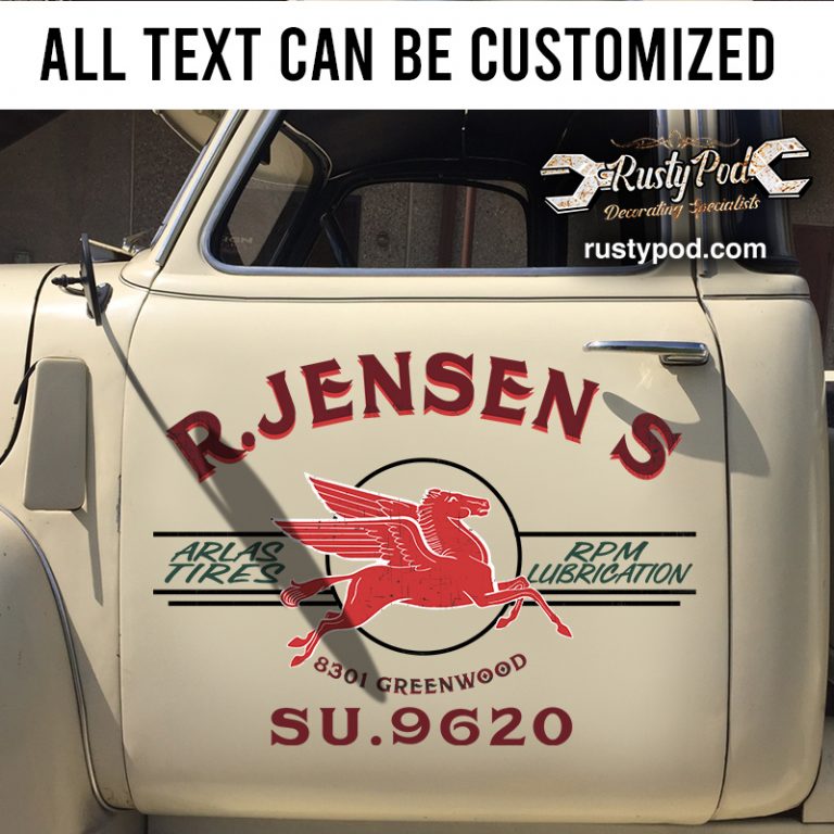 Personalized VINTAGE MOBIL GAS sticker 11383 - Rustypod Store