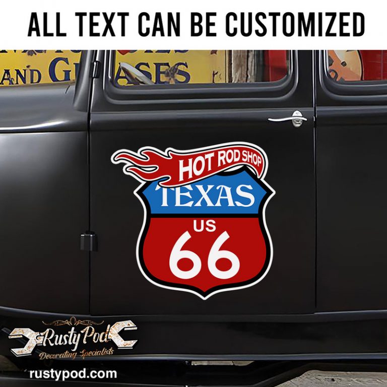 Personalized hot rod shop sticker 11389 - Rustypod Store