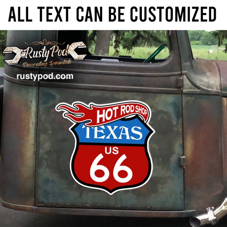 Personalized hot rod shop sticker 11389 - Rustypod Store