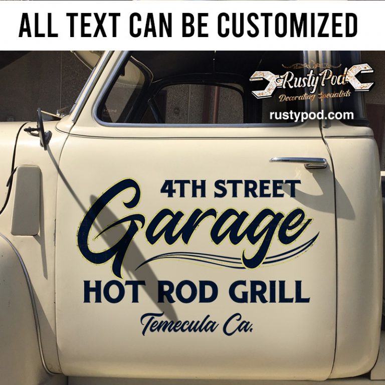 Personalized hot rod garage lettering hot rod art sticker 11448 ...