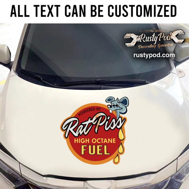 Powered by rat piss high octane fuel sticker 11464 - Rustypod Store