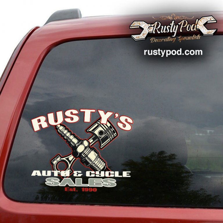 Personalized piston and spark plug lettering hand paint sticker 11534 ...