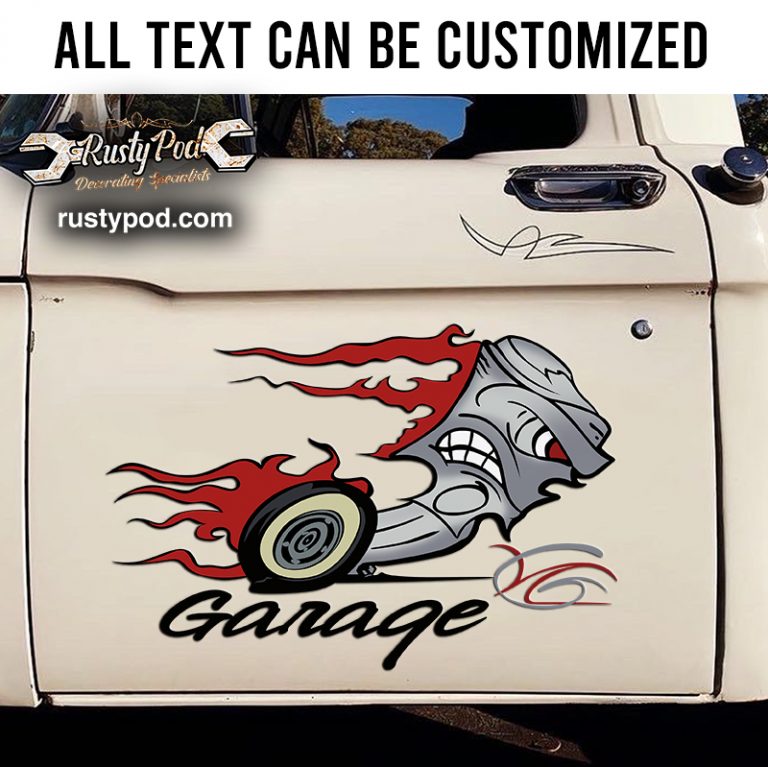 Personalized angry piston lettering sticker 11560 - Rustypod Store