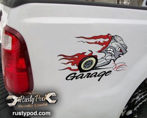Personalized angry piston lettering sticker 11560 - Rustypod Store