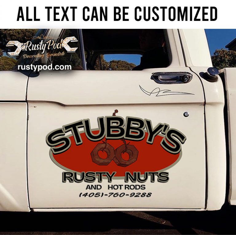 Personalized rusty nuts hot rod sticker 11558 - Rustypod Store