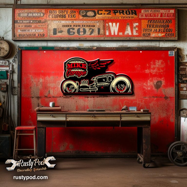 Personalized rat rod die-cut metal sign 11589 - Rustypod Store