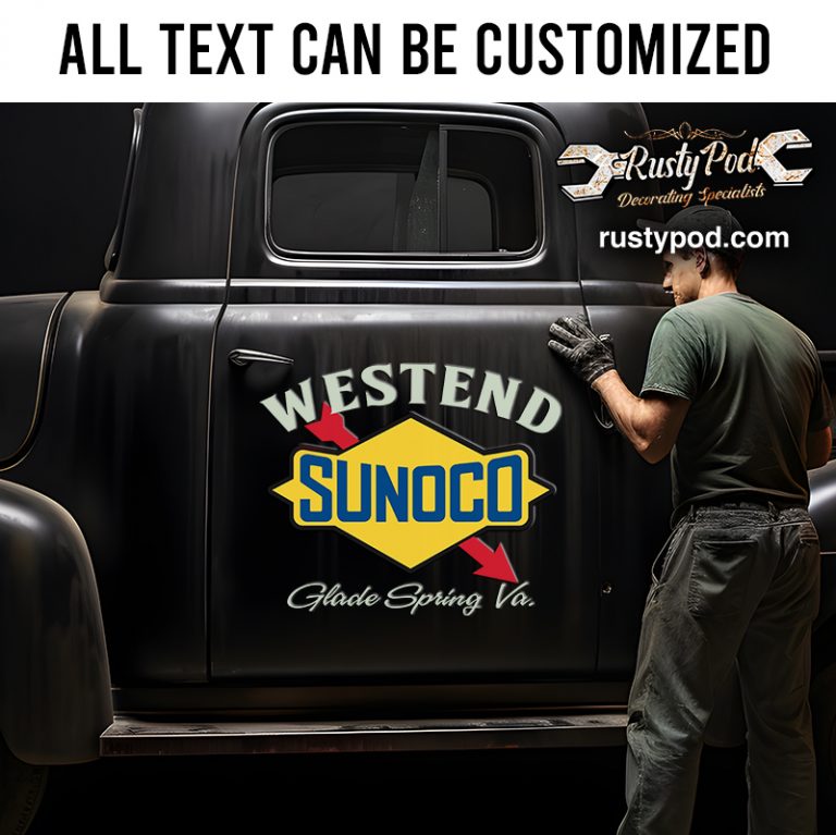 Personalized sunoco lettering sticker 11639 - Rustypod Store