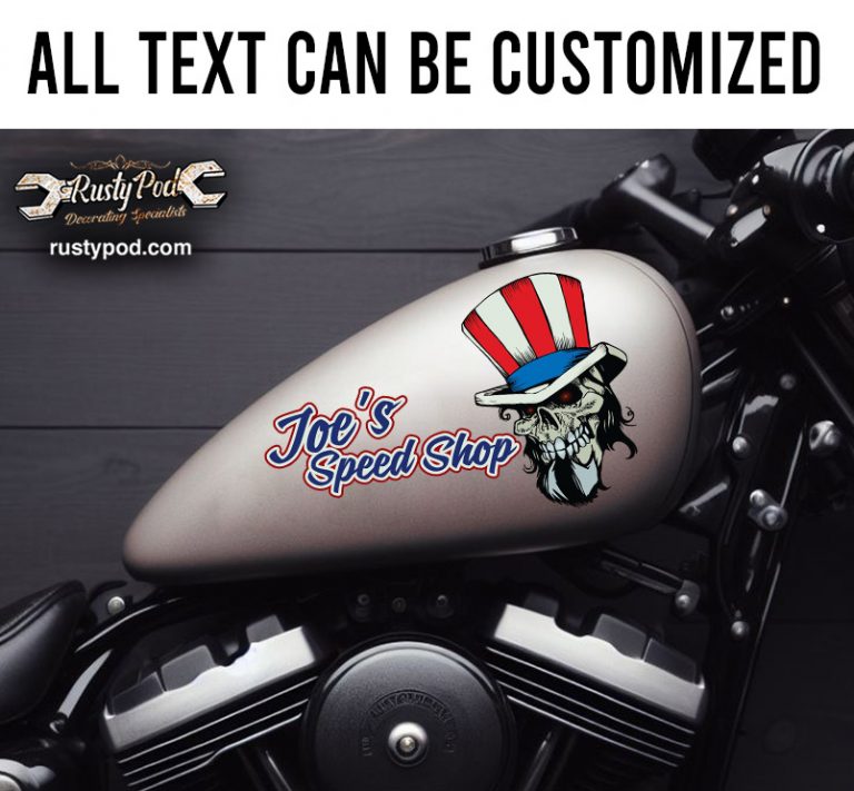 personalized american patriot skull motorcycle gas tank decal 11819 ...