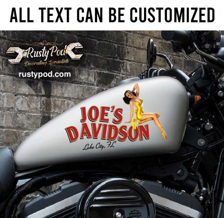 personalized pin up girl motorcycle gas tank decal 11820 - Rustypod Store