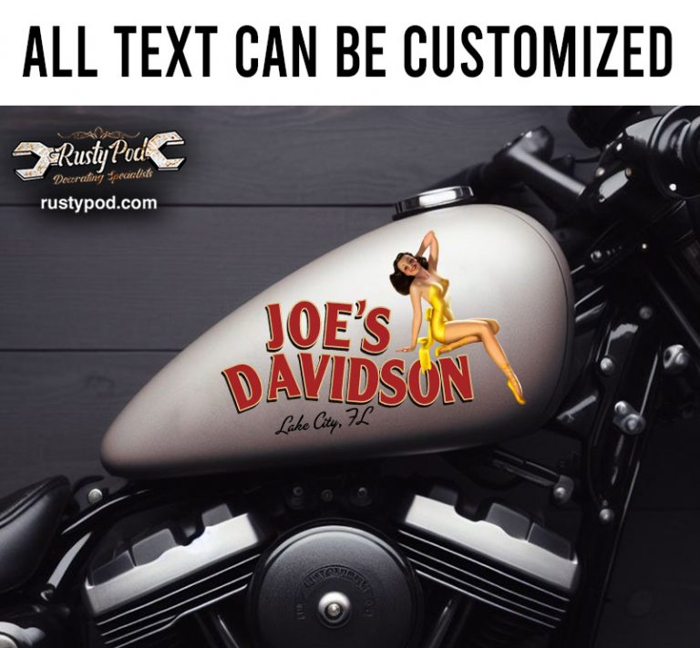 personalized pin up girl motorcycle gas tank decal 11820 - Rustypod Store