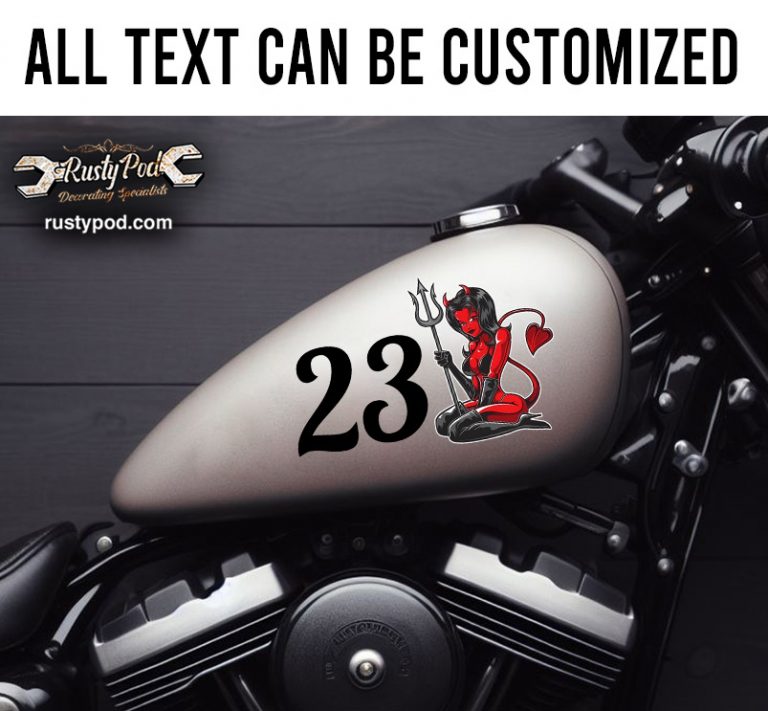 personalized red devil motorcycle gas tank decal 11823 - Rustypod Store