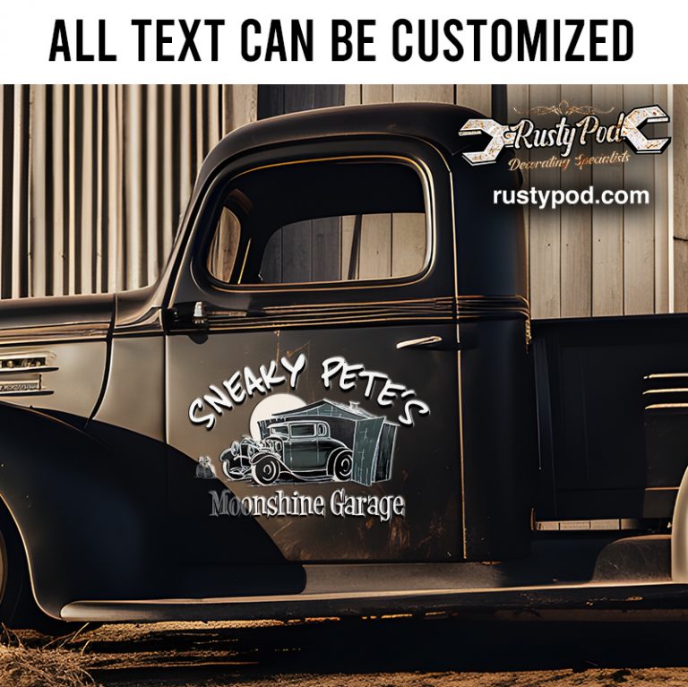 personalized moonshine garage sticker 11847 - Rustypod Store