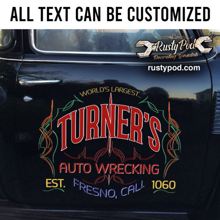 personalized pinstriping auto wrecking sticker 11892 - Rustypod Store