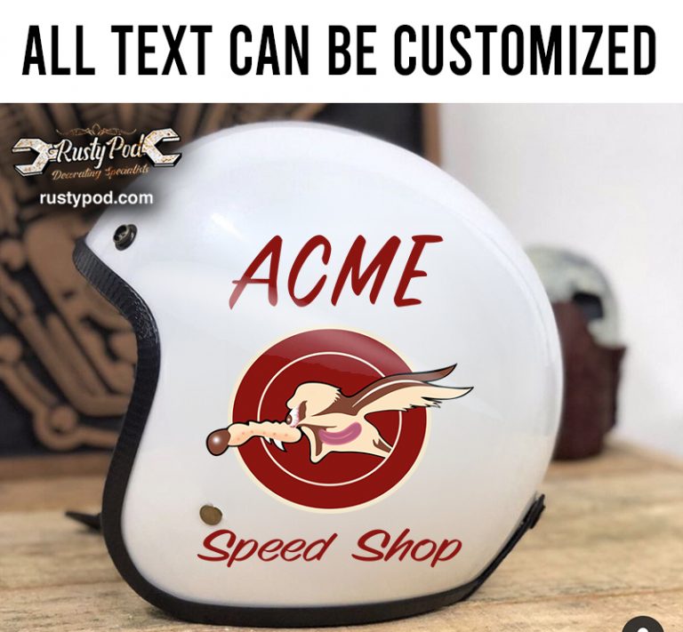 personalized acme speed shop wile e coyote sticker 11894 - Rustypod Store