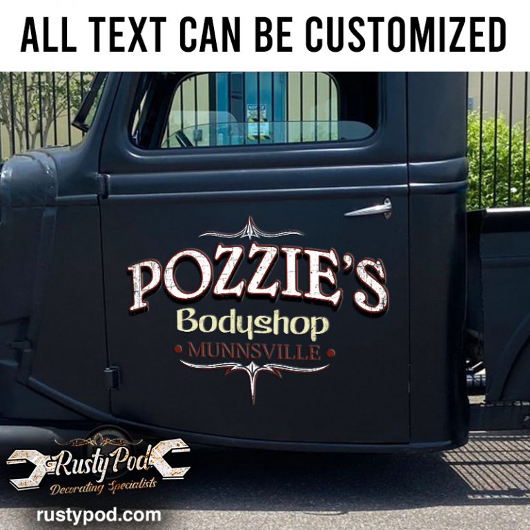 personalized bodyshop pinstriping lettering sticker 11895 - Rustypod Store