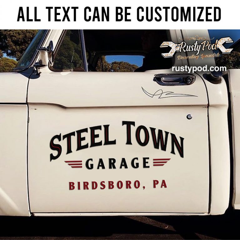 personalized vintage garage lettering sticker 11907 - Rustypod Store