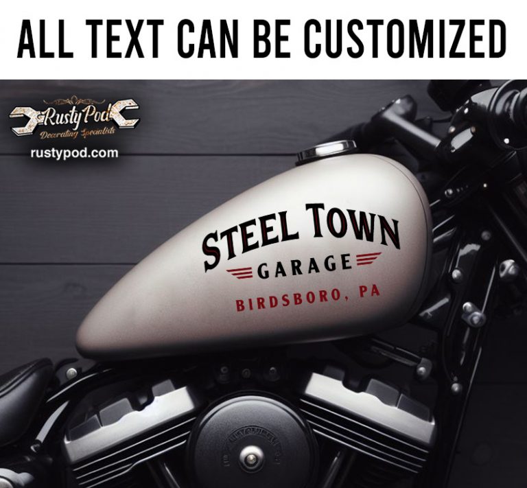 personalized vintage garage lettering sticker 11907 - Rustypod Store