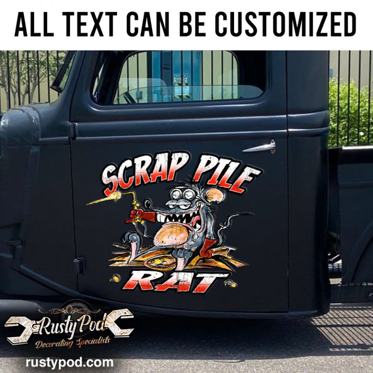 personalized scrappile rat welding lettering sticker 11920 - Rustypod Store