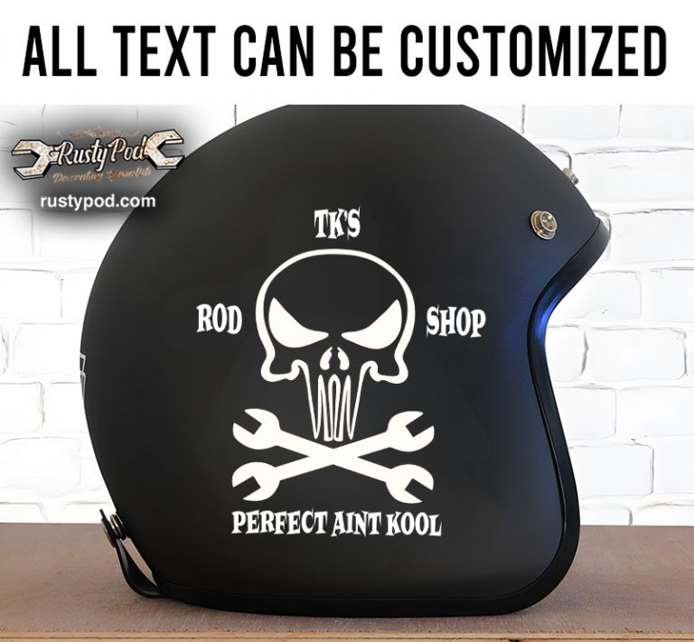 personalized hot rod skull sticker 11936 - Rustypod Store