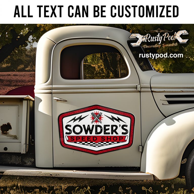 personalized hot rod lettering spark plug sticker 11942 - Rustypod Store