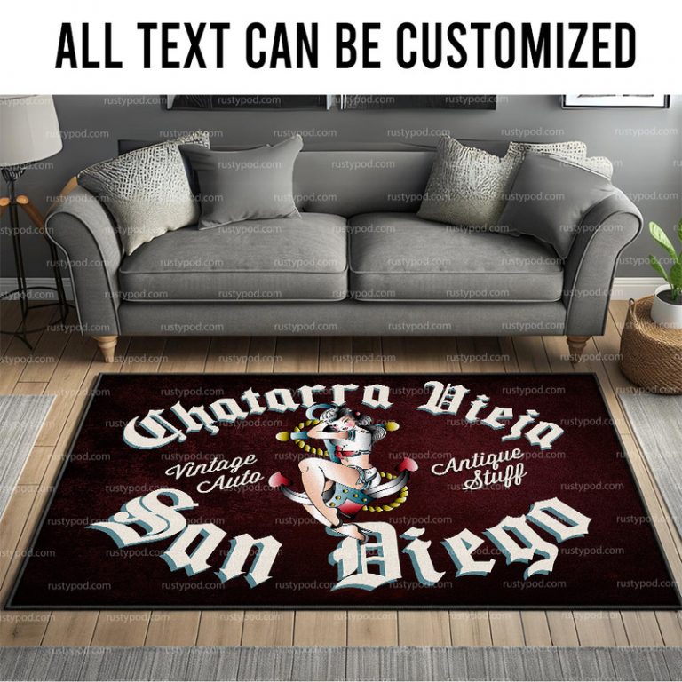personalized anchor pinup girl pinstriping rug 11973 - Rustypod Store