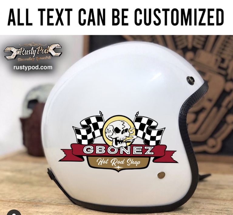 personalized checker flag skull sticker 11996 - Rustypod Store