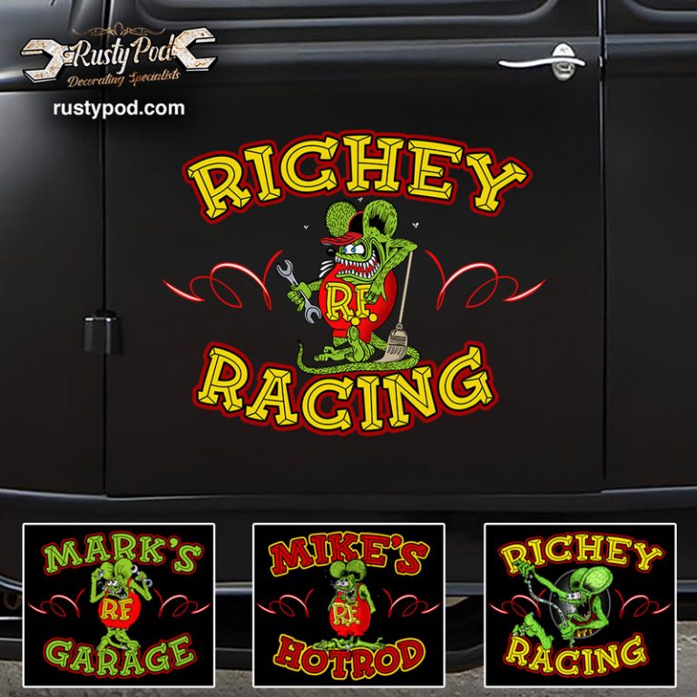 personalized hot rod lettering sticker 12001 - Rustypod Store
