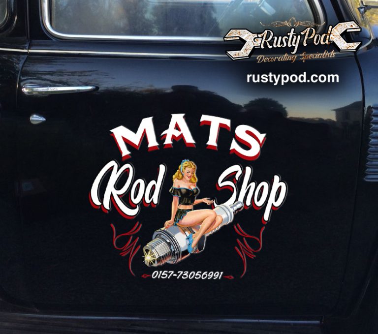 2 pcs personalized hot rod garage | pinup girl | speed shop set 02 ...