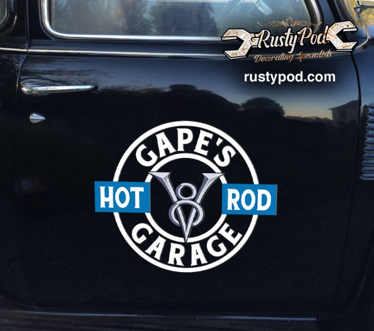 personalized V8 garage | hot rod | pinstripe | speed shop vinyl sticker ...