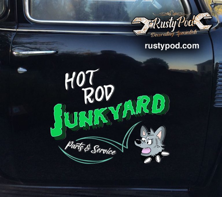 2 pcs hot rod junkyard | hot rod garage vinyl sticker 09967 - Rustypod ...