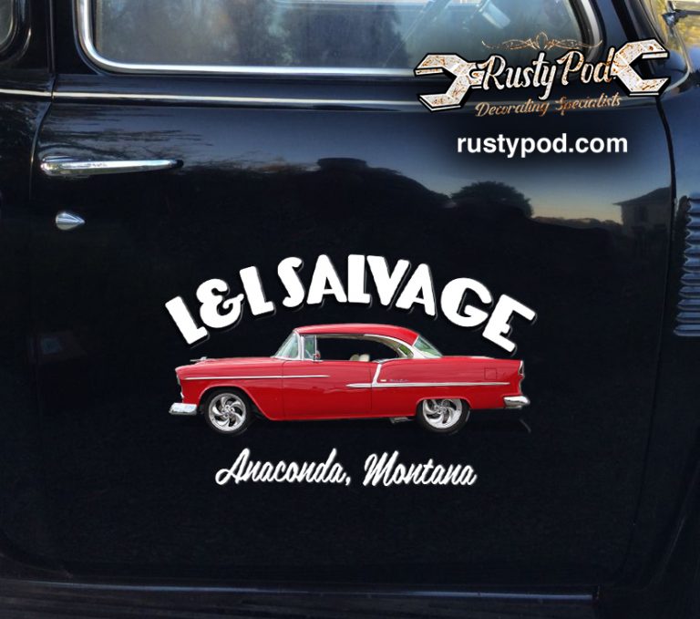 2 pcs personalized hot rod garage | salvage vinyl sticker 09969 ...