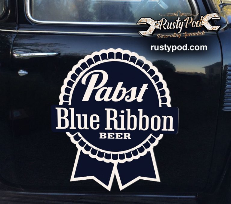 personalized blue ribbon hand paint vinyl sticker 10356 - Rustypod Store