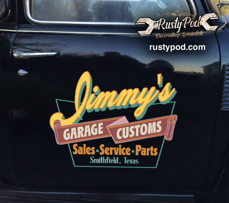 personalized hotrods customs lettering vinyl sticker 10622 - Rustypod Store