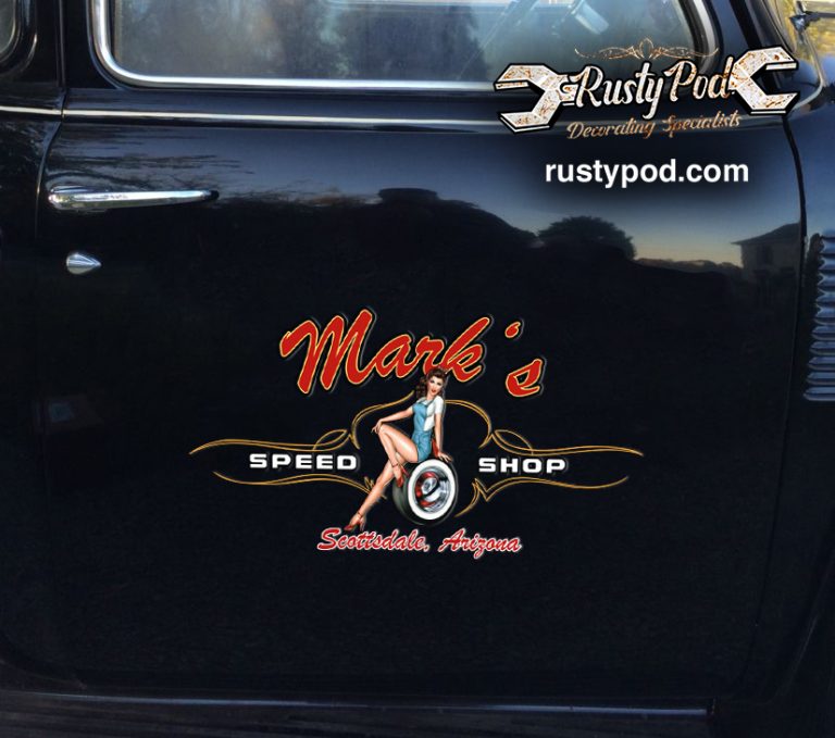 personalized pinup girl spark plug lettering vinyl sticker 10695 ...