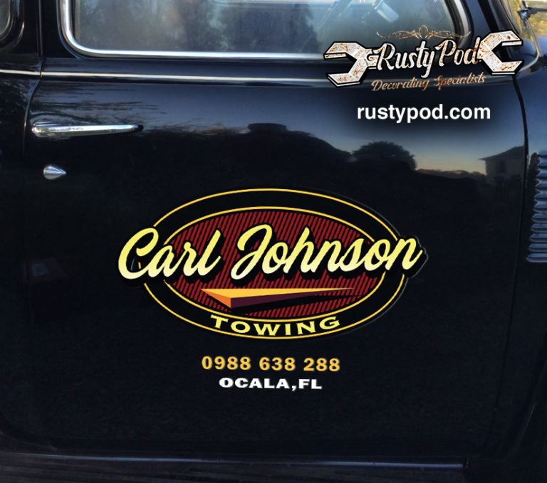 Personalized towing lettering vinyl sticker 10762 - Rustypod Store